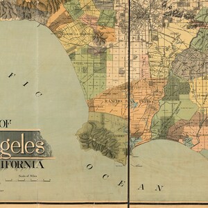 Official Map Los Angeles County, California CA 1888. Vintage ...