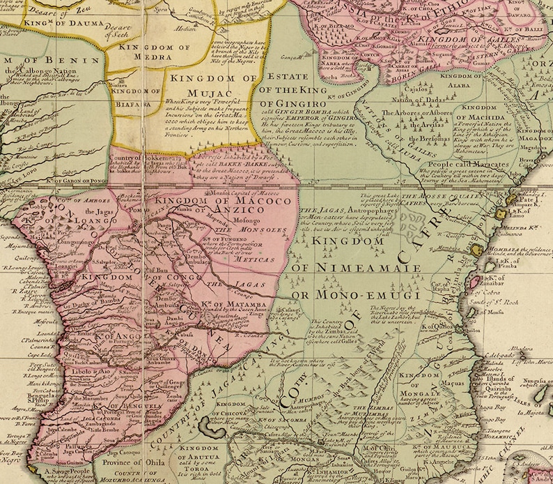 Map of Africa 1725. John Senex. Vintage Restoration Hardware | Etsy