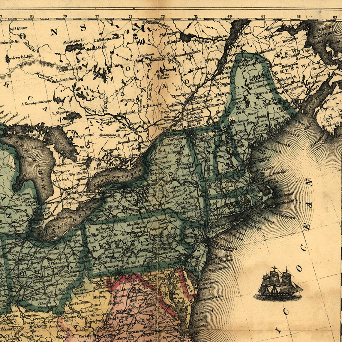 Bacon's Military Map of the United States 1862. Vintage | Etsy