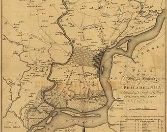 Map of Philadelphia Pennsylvania PA 1860. Vintage Home Deco | Etsy