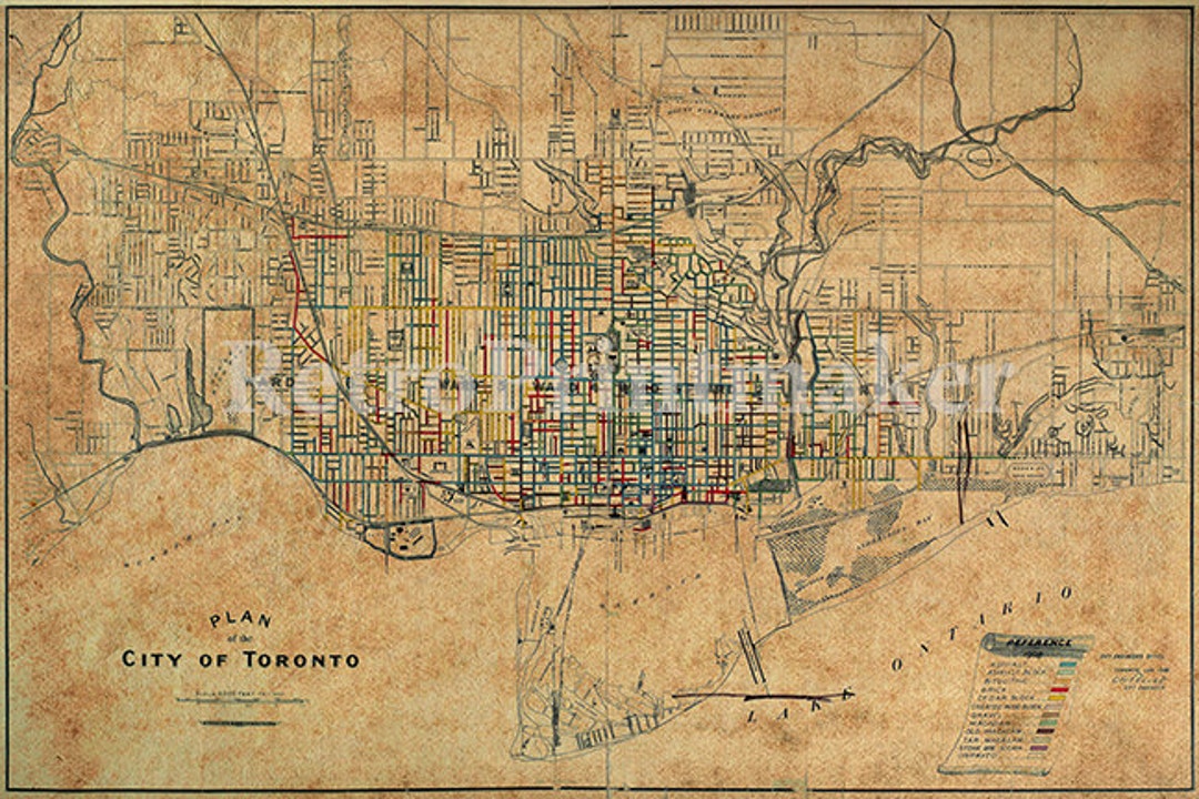 Map of Toronto and Suburbs, Ontario, Canada in 1908. Restoration ...
