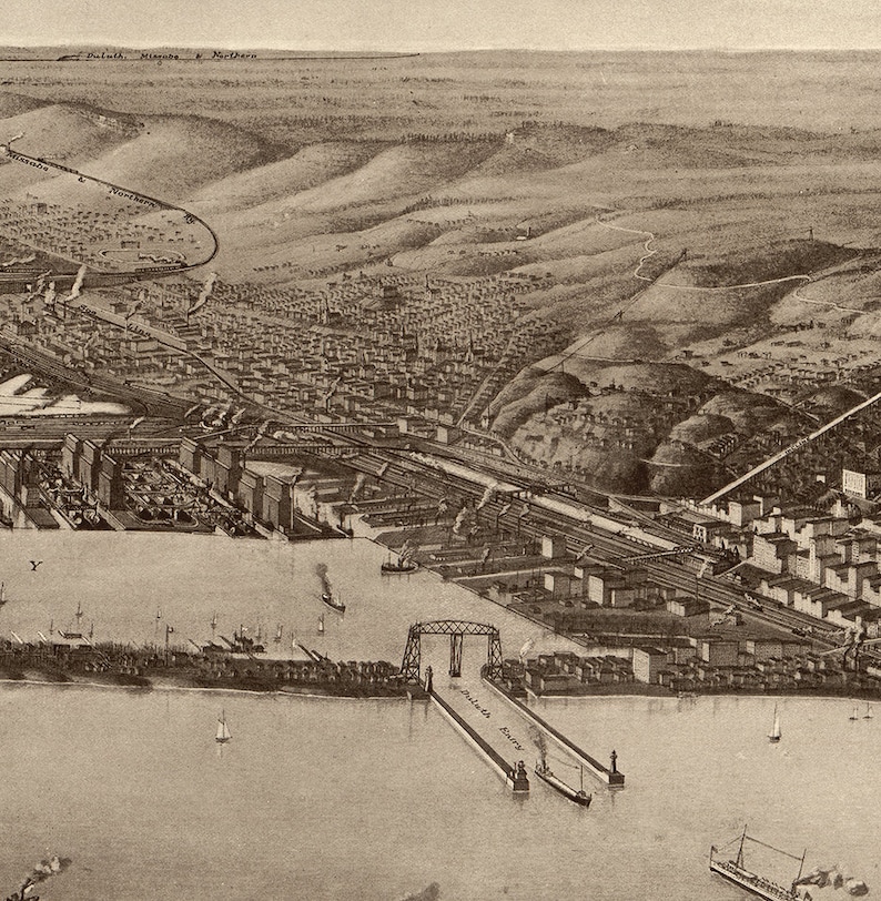 Map of the the Twin Ports Superior Wisconsin Duluth | Etsy