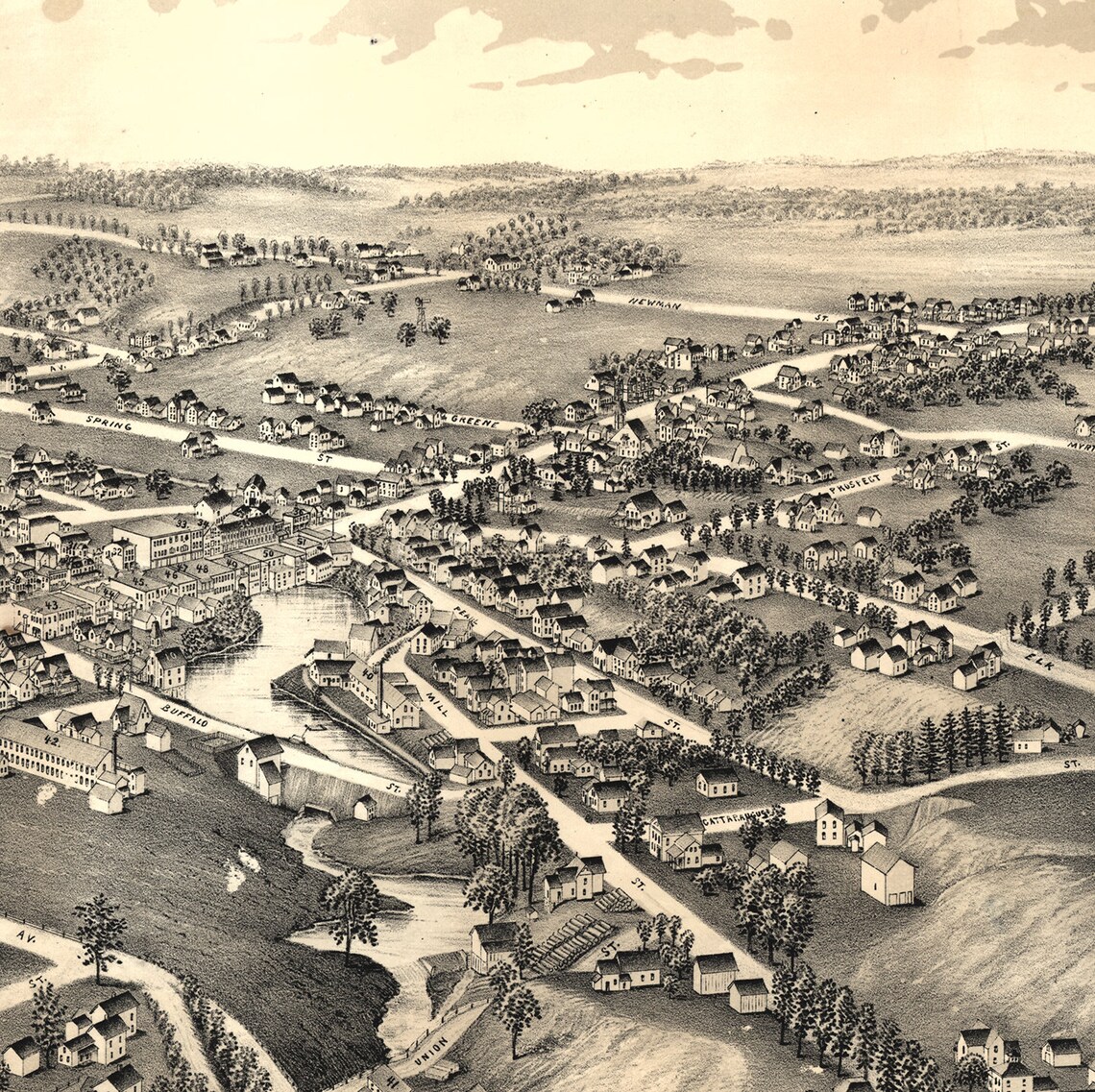 Map of Springville Erie County New York NY 1892 Home Deco | Etsy