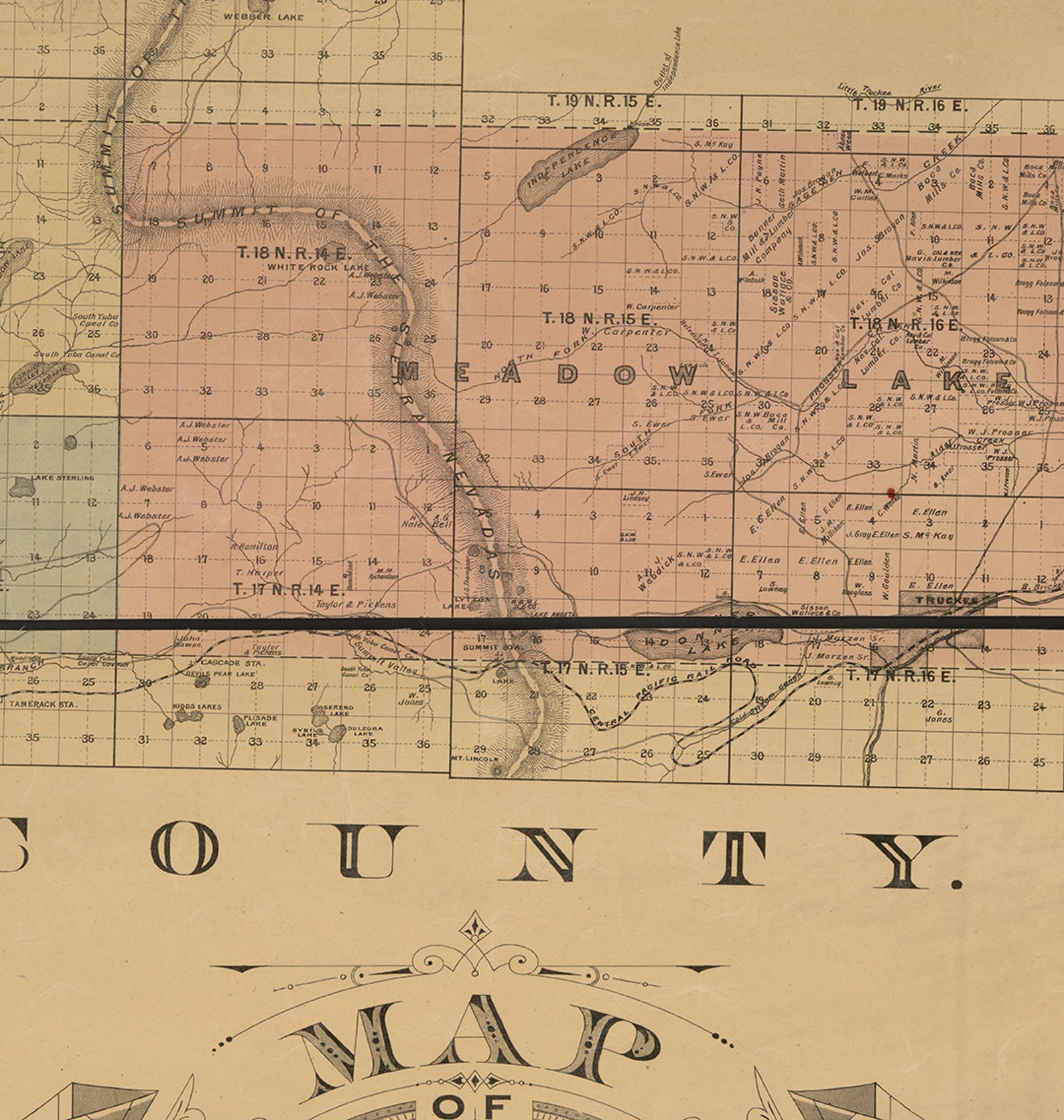 Nevada County Map California CA 1880. Vintage Restoration - Etsy