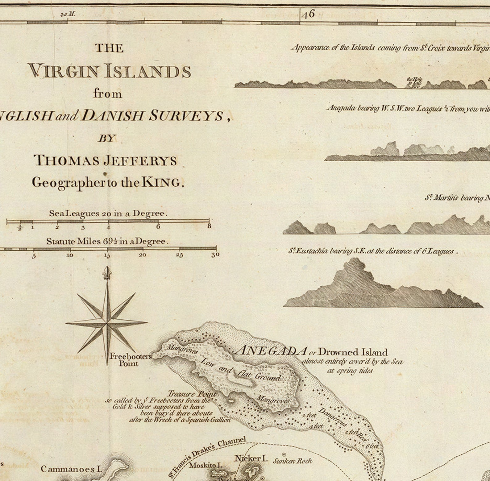 Map of the Virgin Island, 1775. Vintage Reprint Map. 1892. Vintage ...