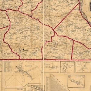 Map of York County, Pennsylvania PA 1860. William Otis Shearer. Vintage ...