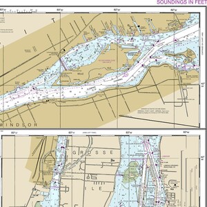 Detroit River Michigan Great Lakes Lake Erie Nautical Wall Art ...