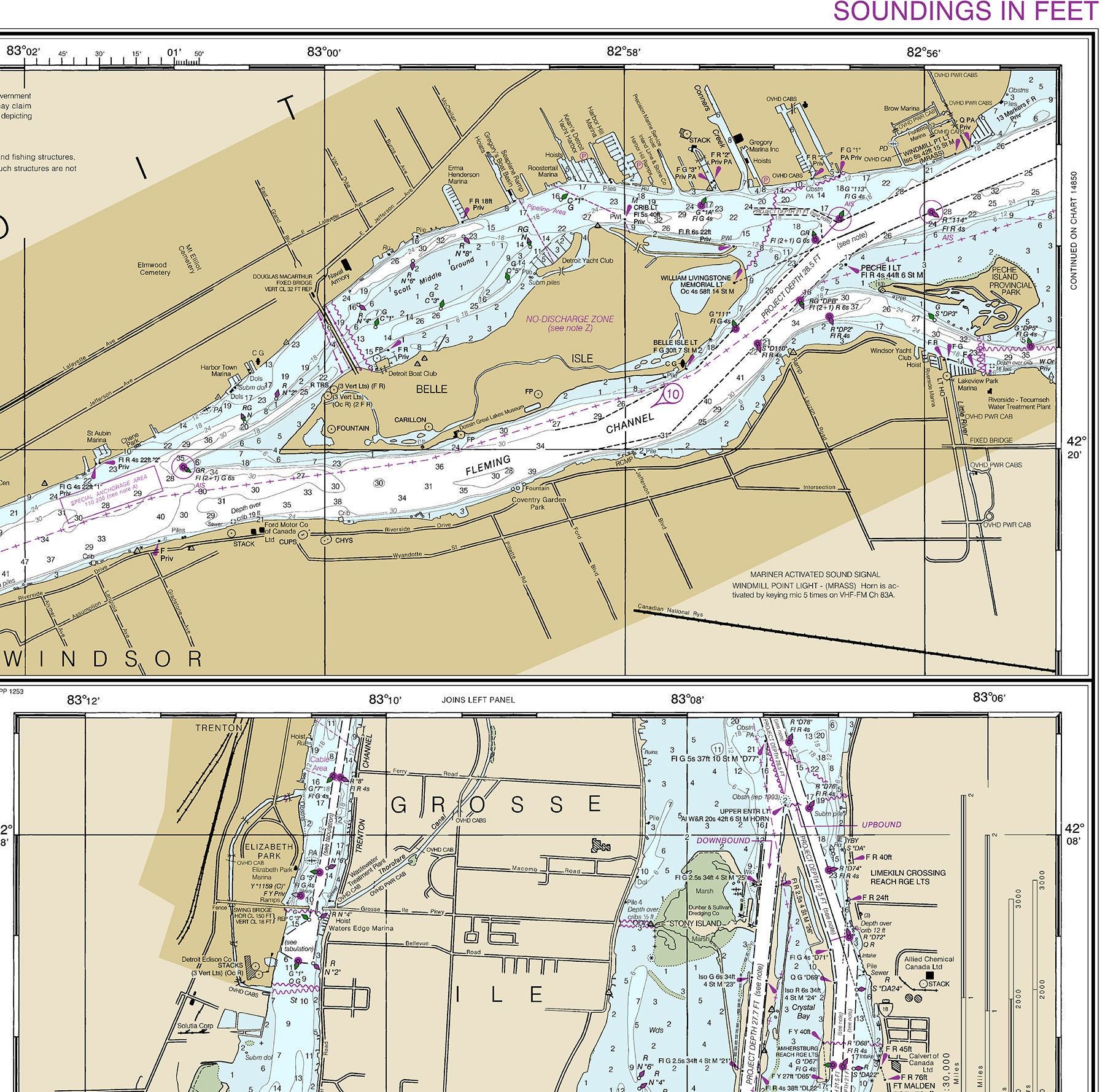 Nautical Charts of Detroit River. Michigan. Great Lakes. Lake - Etsy