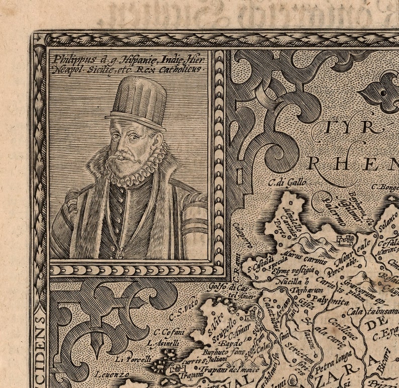 Map of Sicily Italy 1600s. Vintage Home Deco Style Old Wall - Etsy