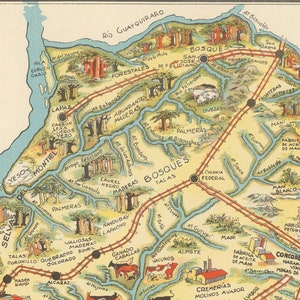 Pictorial Map of Entre Rios. Argentina. Vintage Home Deco Style Old ...