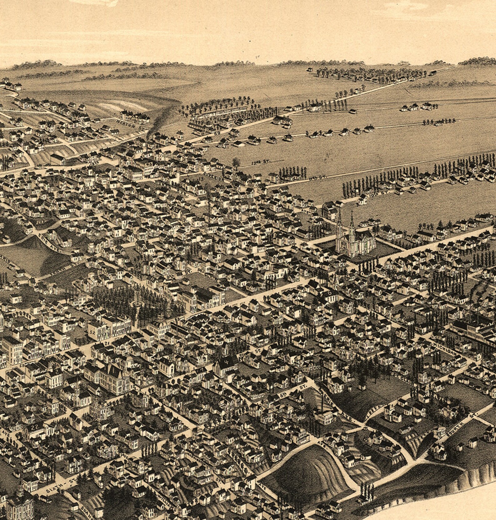 Map of Sheboygan, Sheboygan Co., Wisconsin 1885, WI. Vintage ...