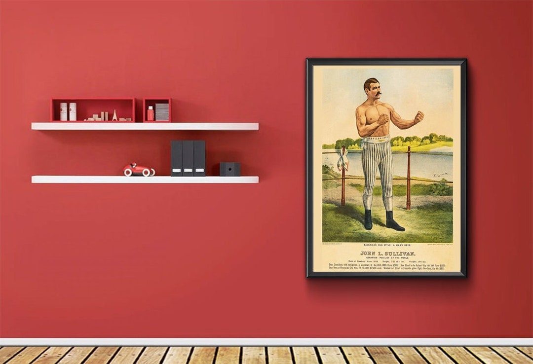 John L. Sullivan, Boston Strong Boy Boxer. Vintage Home Deco Style Old ...