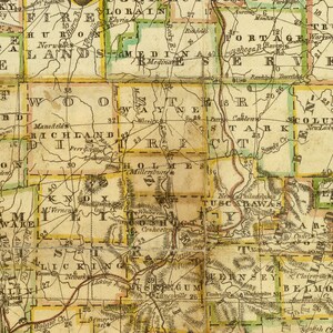 Map of Ohio OH 1825. Vintage Home Deco Style Old Wall Reproduction Map ...