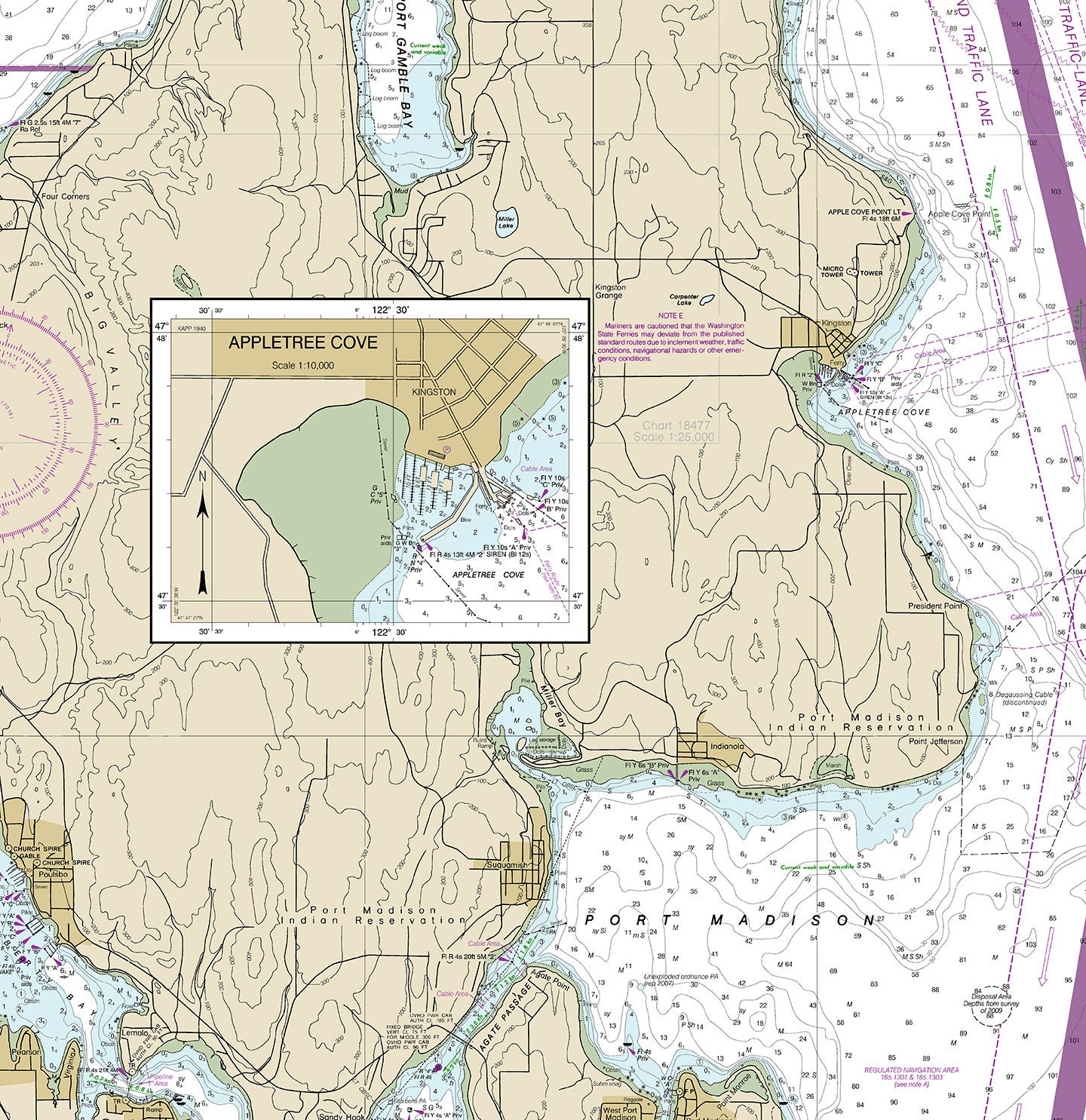 NOAA Nautical Charts of Puget Sound Oak Bay to Shilshole Bay - Etsy