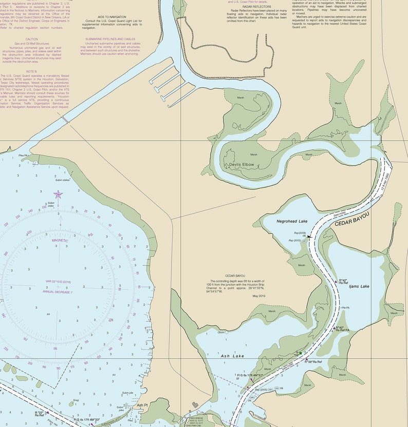 Nautical Charts of Houston Ship Channel Atkinson Island to - Etsy