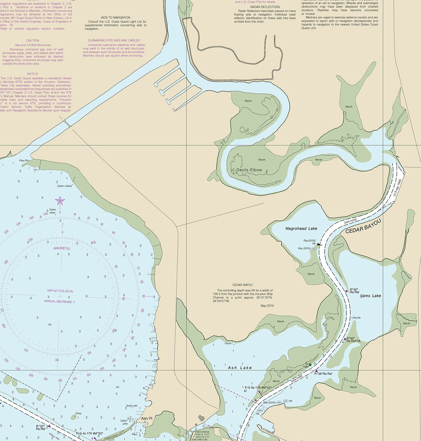 Nautical Charts of Houston Ship Channel Atkinson Island to | Etsy