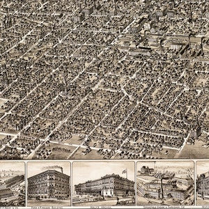 Map of Springfield, Clark Co., Ohio OH 1884. Vintage Restoration ...