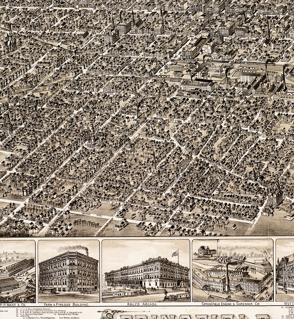 Map of Springfield Clark Co. Ohio OH 1884. Vintage | Etsy