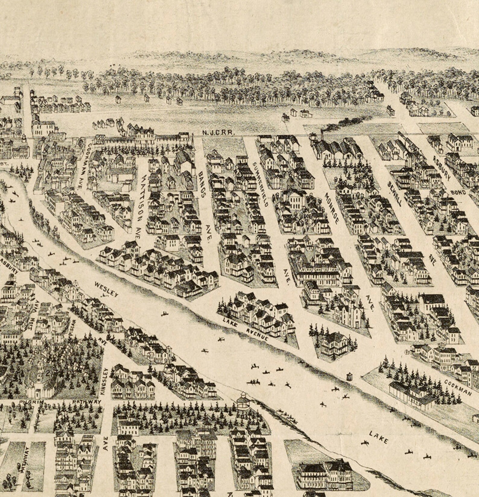 Map of Ocean Grove Monmouth and Neptune Co. New Jersey NJ - Etsy