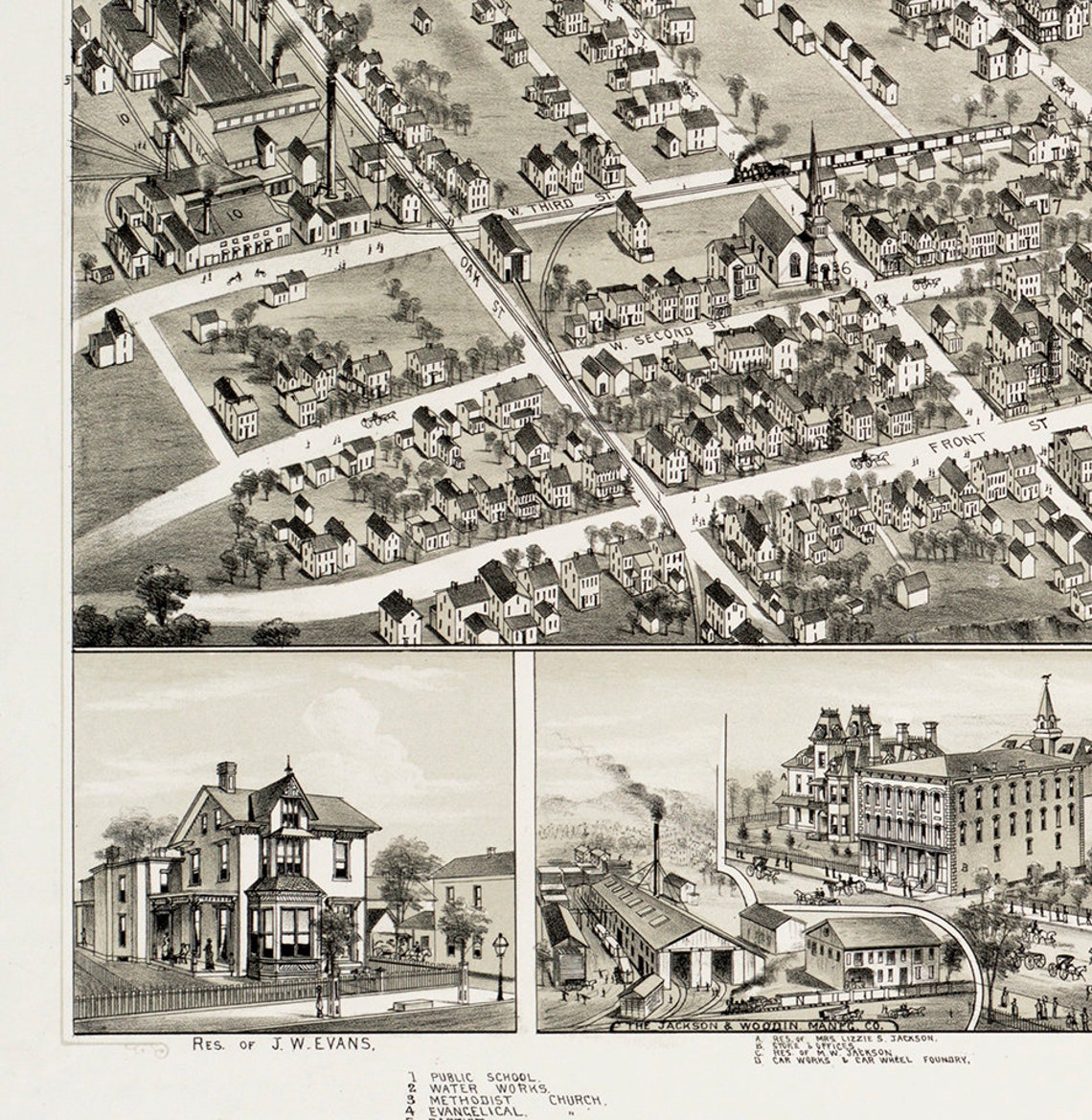 Map of Berwick Columbia County Pennsylvania PA 1884. - Etsy
