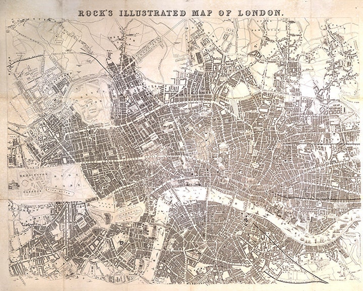 Map of London 1845. Vintage restoration hardware home Deco | Etsy