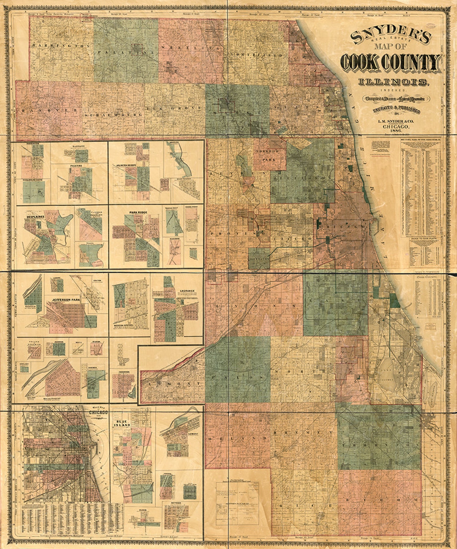 Map of Cook County Illinois. 1886. Vintage Restoration | Etsy