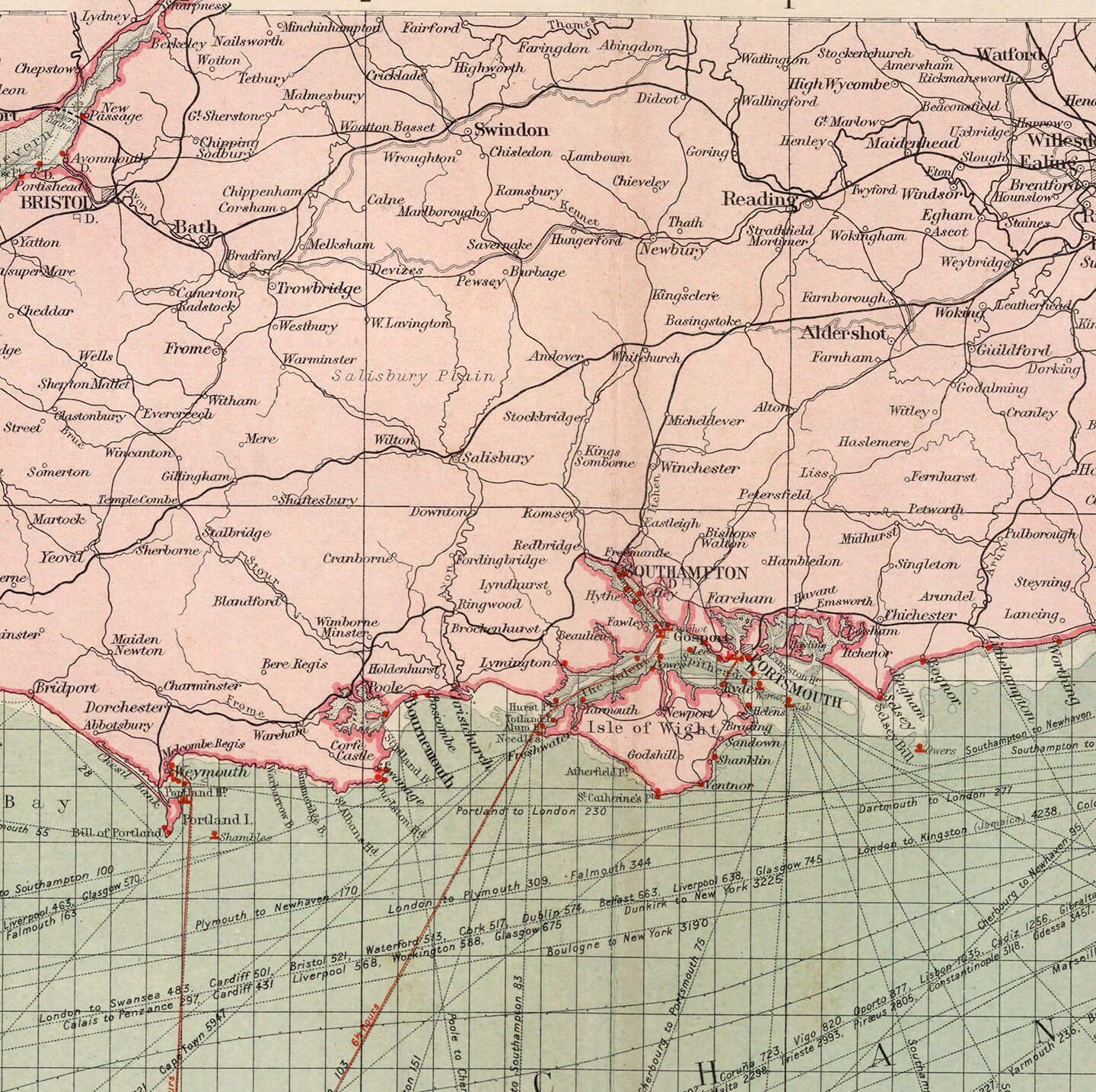 Nautical Chart of the English Channel 1905. Vintage Home Deco | Etsy