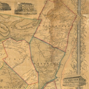 Ulster County New York Map 1854 – Vintage Historic Wall Art Print ...