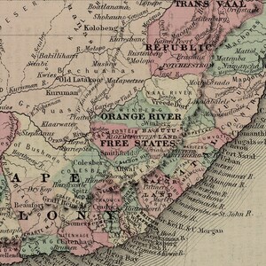 Map of Southern Africa, 1869. Vintage Restoration Hardware Home Deco ...