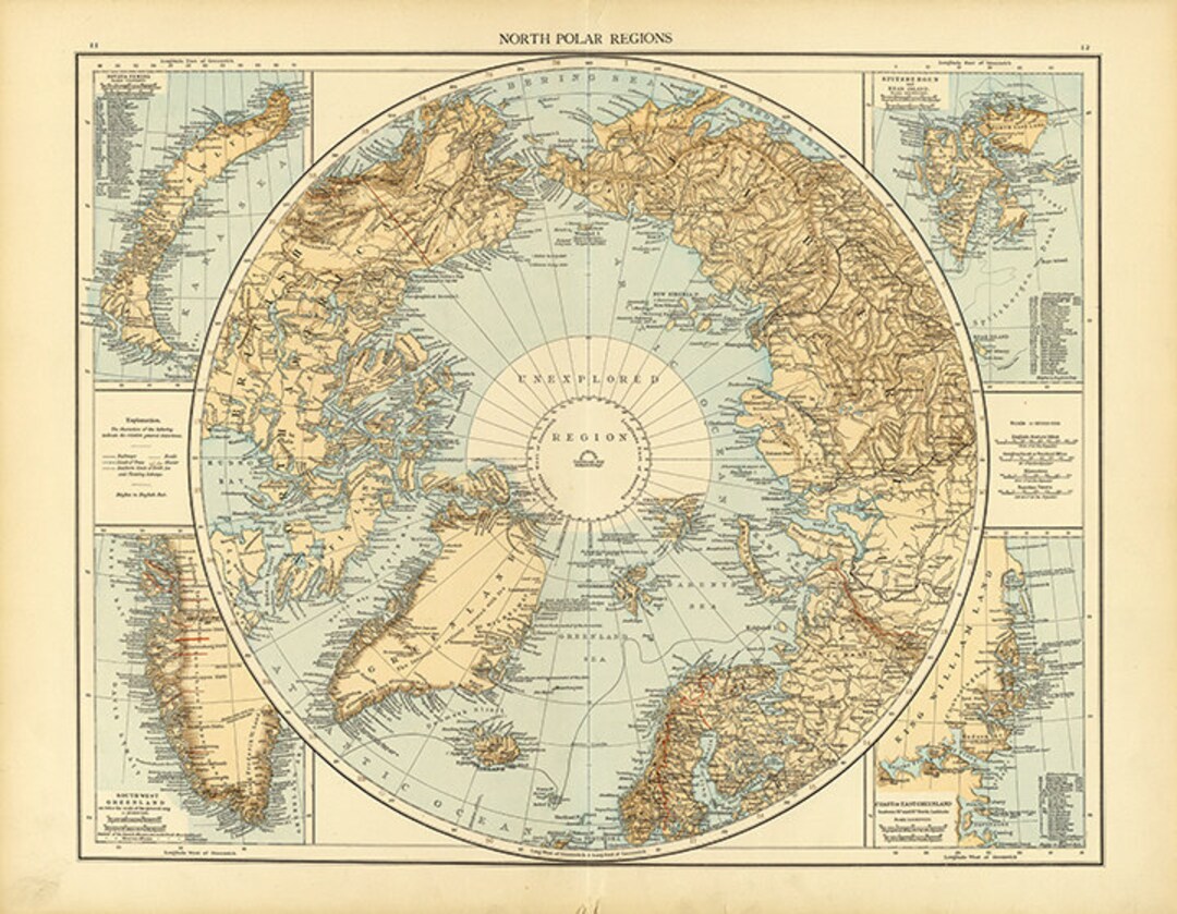 Map of the Arctic, 1855. Vintage Restoration Hardware Home Deco Style ...