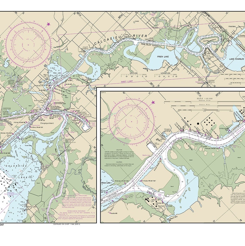Nautical Charts of Calcasieu River and Lake Louisiana. 347. - Etsy