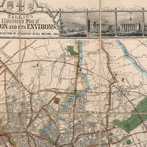 Historic London Map England U.K. 1851. Restoration Hardware Home Deco ...