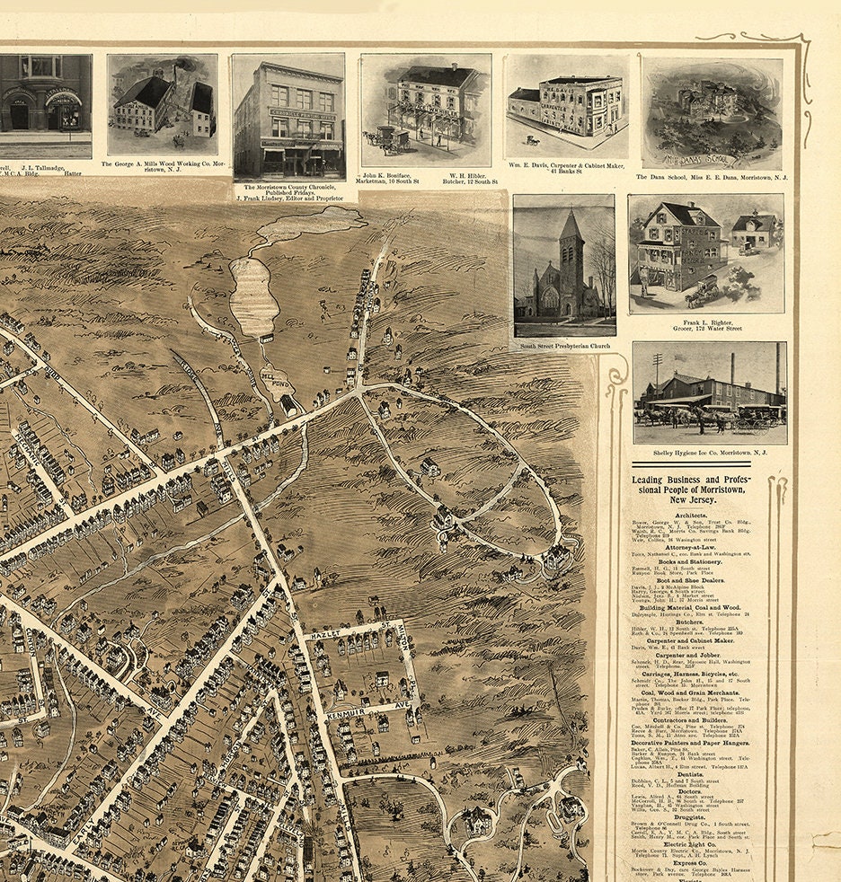 Map of Morristown Morris Co. New Jersey 1899. Vintage - Etsy