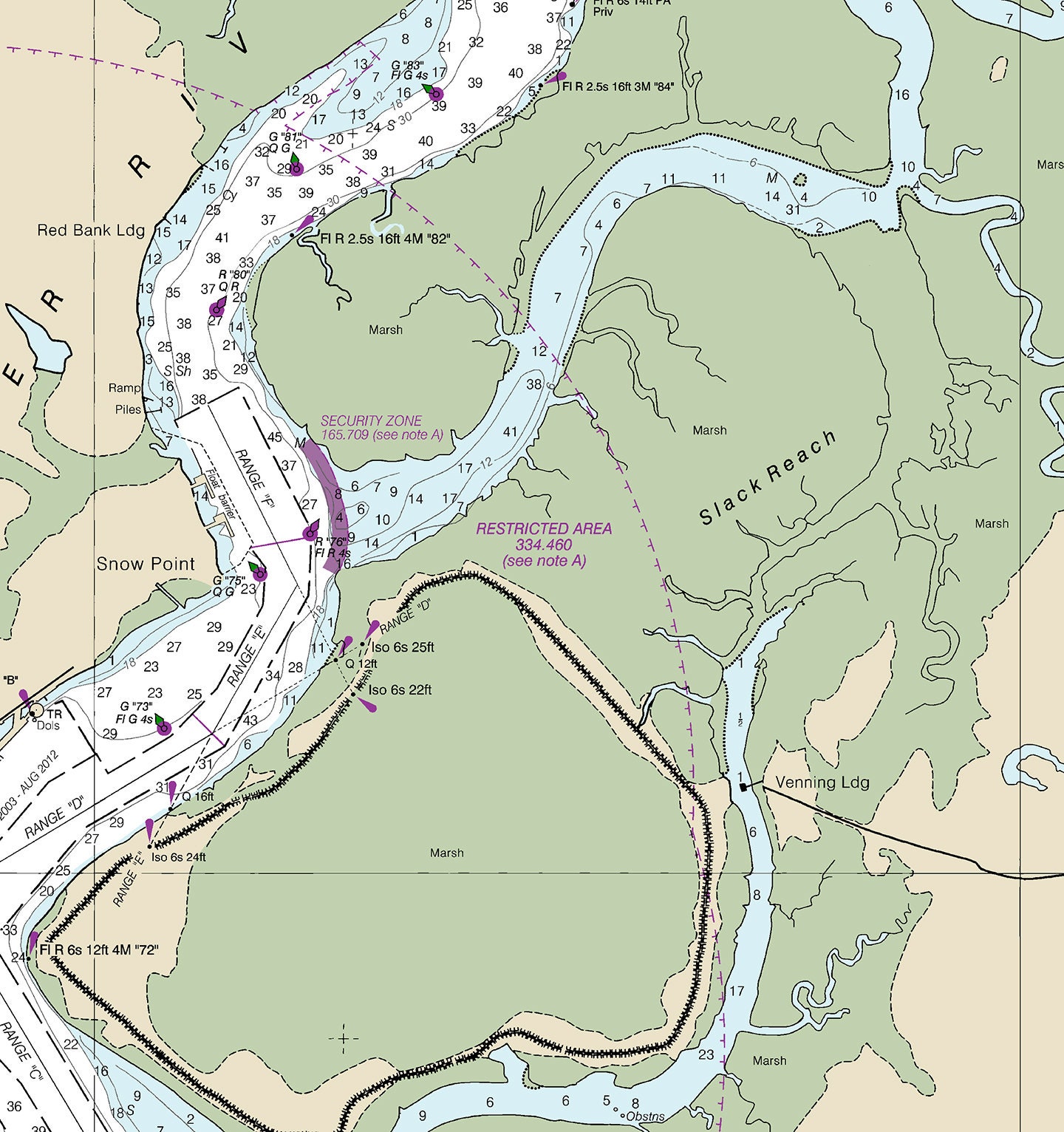 Nautical Charts of Cooper River Above Goose Creek in South - Etsy