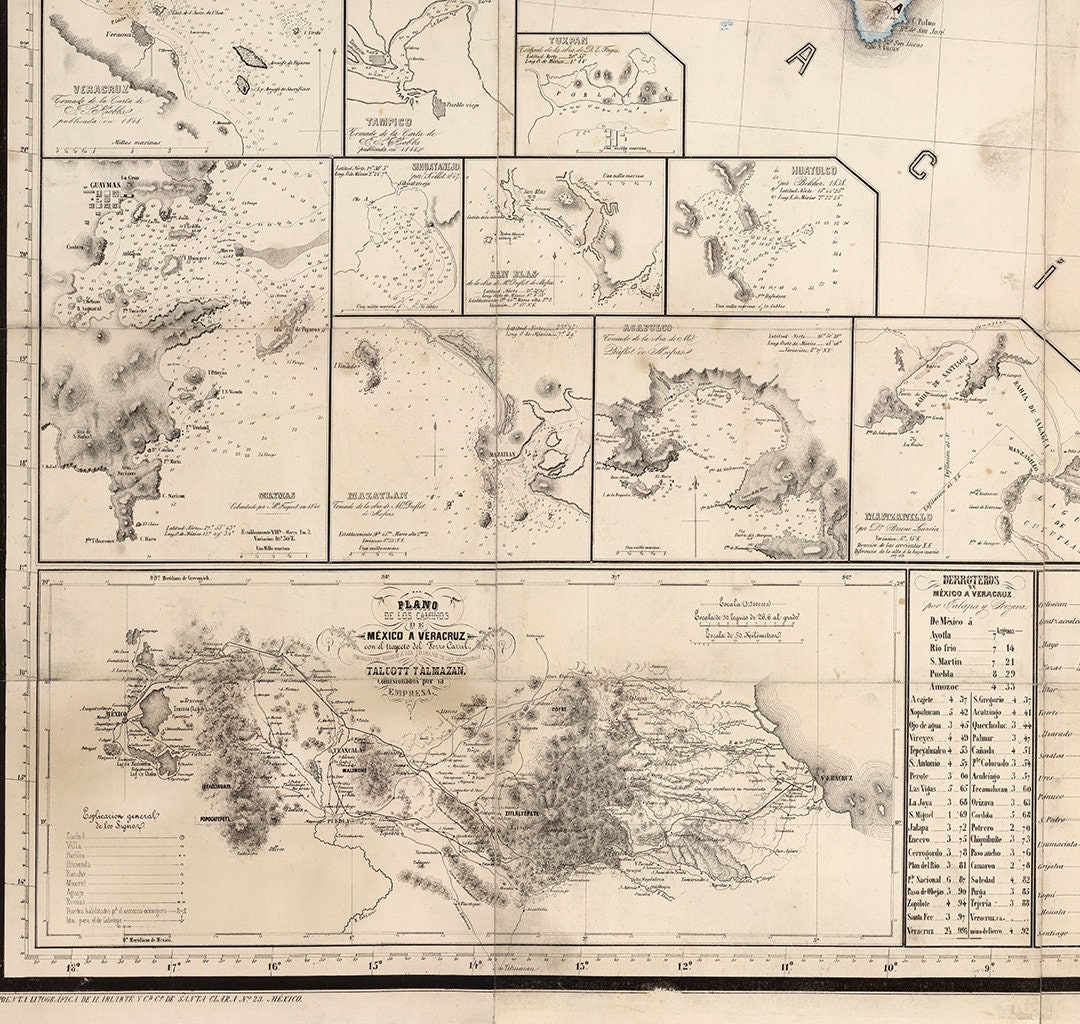Mapa de México 1863. Carta General de la República Mexicana. | Etsy México