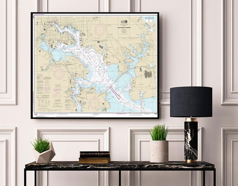 Nautical Charts of Baltimore Harbor Maryland 12281 Patapsco - Etsy