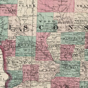 Map of the Wisconsin, Lake Superior and Upper Peninsula, 1864 ...