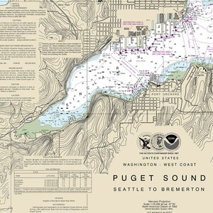 NOAA Nautical Charts of Puget Sound Seattle to Bremerton 18449 ...