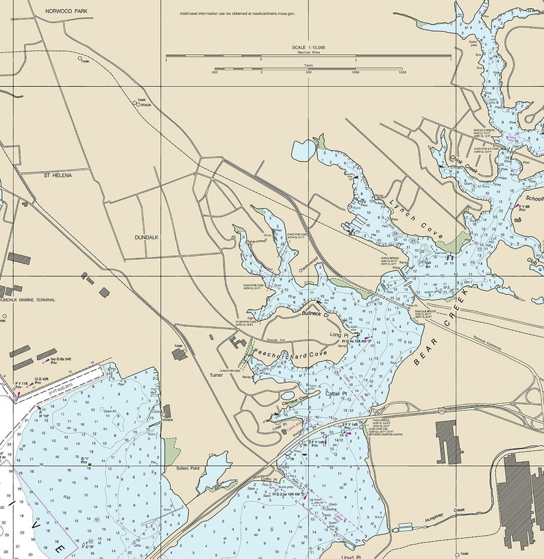 Nautical Charts of Baltimore Harbor Maryland 12281 Patapsco - Etsy