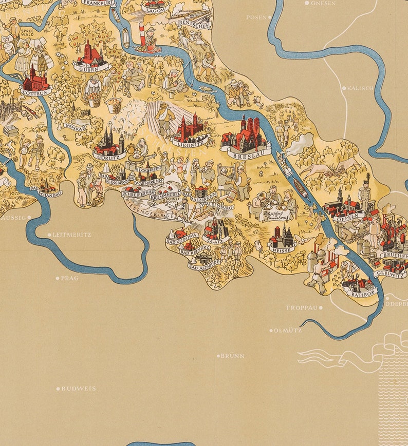 Pictorial Map of Germania germany. Restoration Hardware Home - Etsy