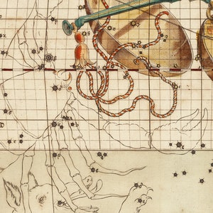 Chart of Libra. Zodiac Star Constellation Sign. Home Deco Style Old ...