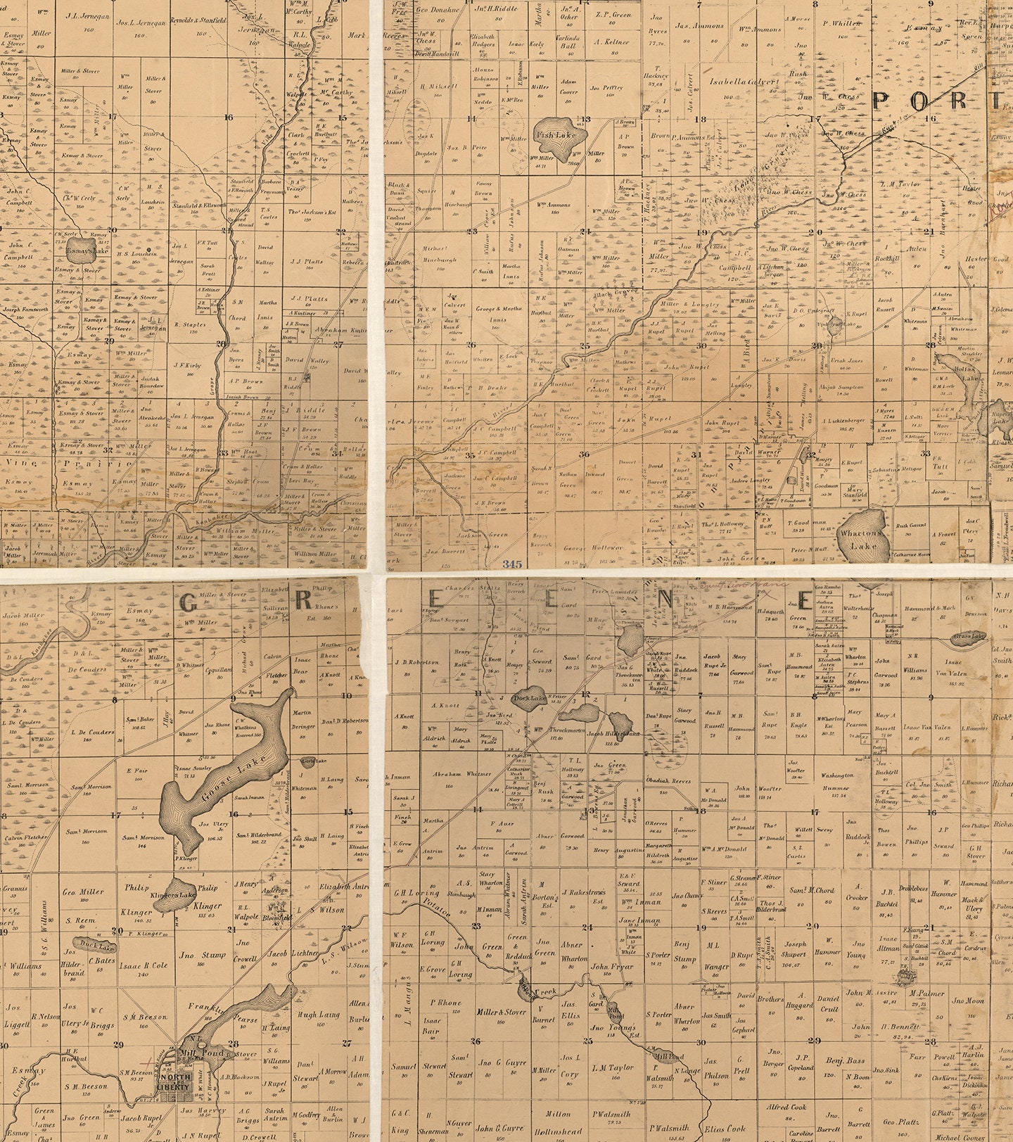 Map of St. Joseph County Indiana. 1863. Vintage Restoration - Etsy UK