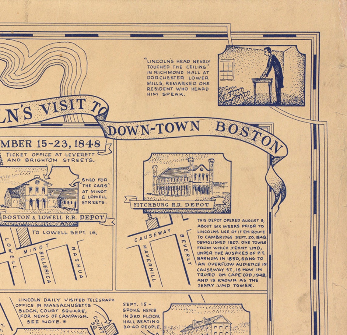 The 100th Anniversary Map of Abraham Lincoln Visit to - Etsy