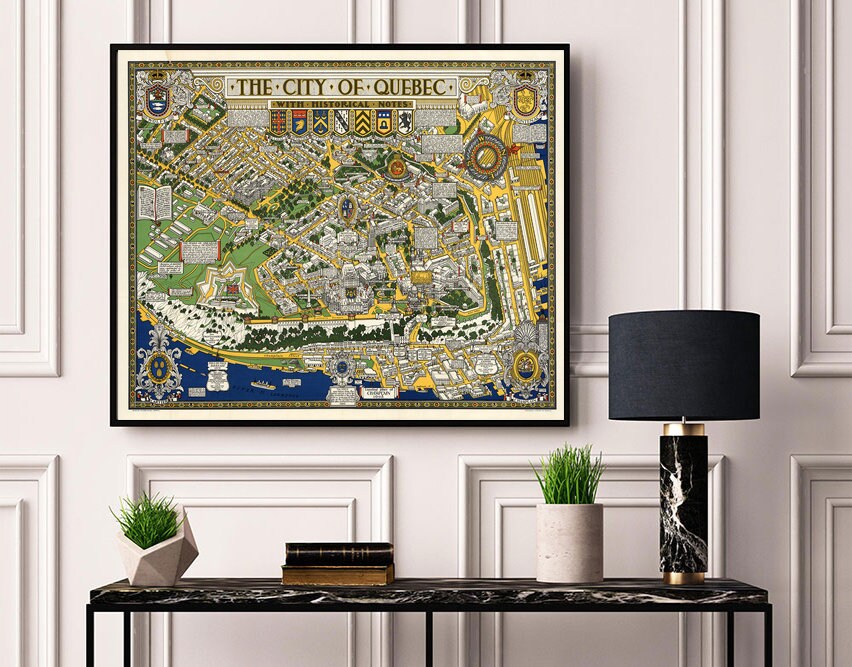 Pictorial Map of Quebec With Historical Notes. Vintage Home - Etsy