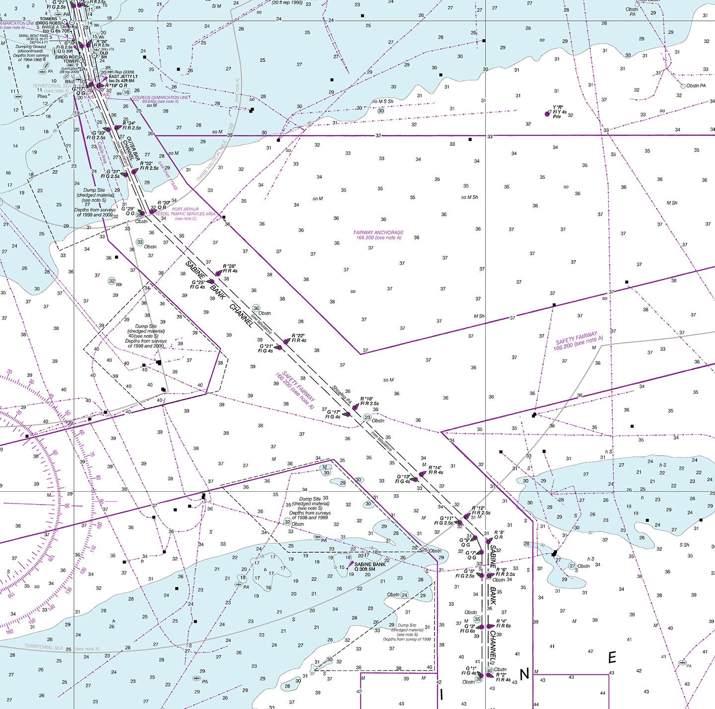 NOAA Nautical Charts of Calcasieu Pass to Sabine Pass - Etsy UK