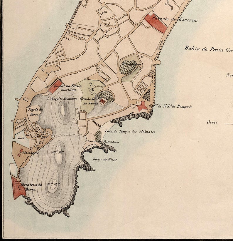 Map of Macau 澳門 China 1889. Vintage Restoration Hardware | Etsy