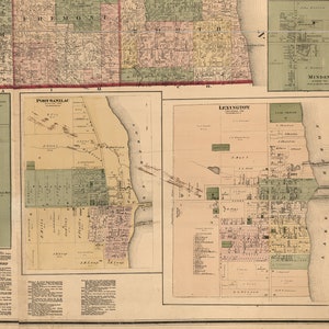 Map of Sanilac County, Michigan. 1876 Vintage Home Deco Style Old Wall ...