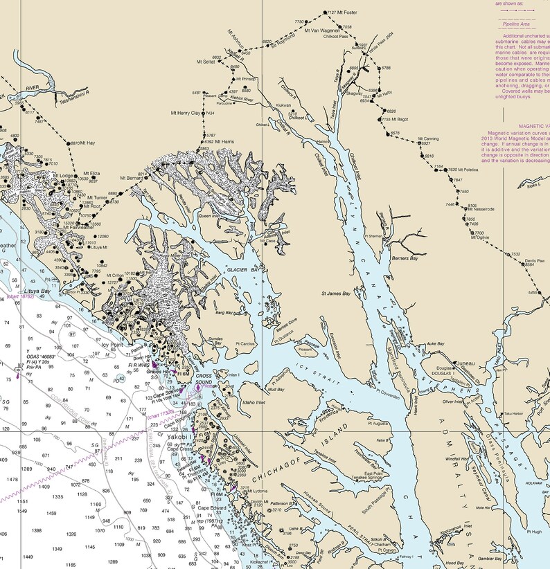 Dixon Entrance to Cape St. Elias Map – Alaska Nautical Chart NOAA 16016 ...