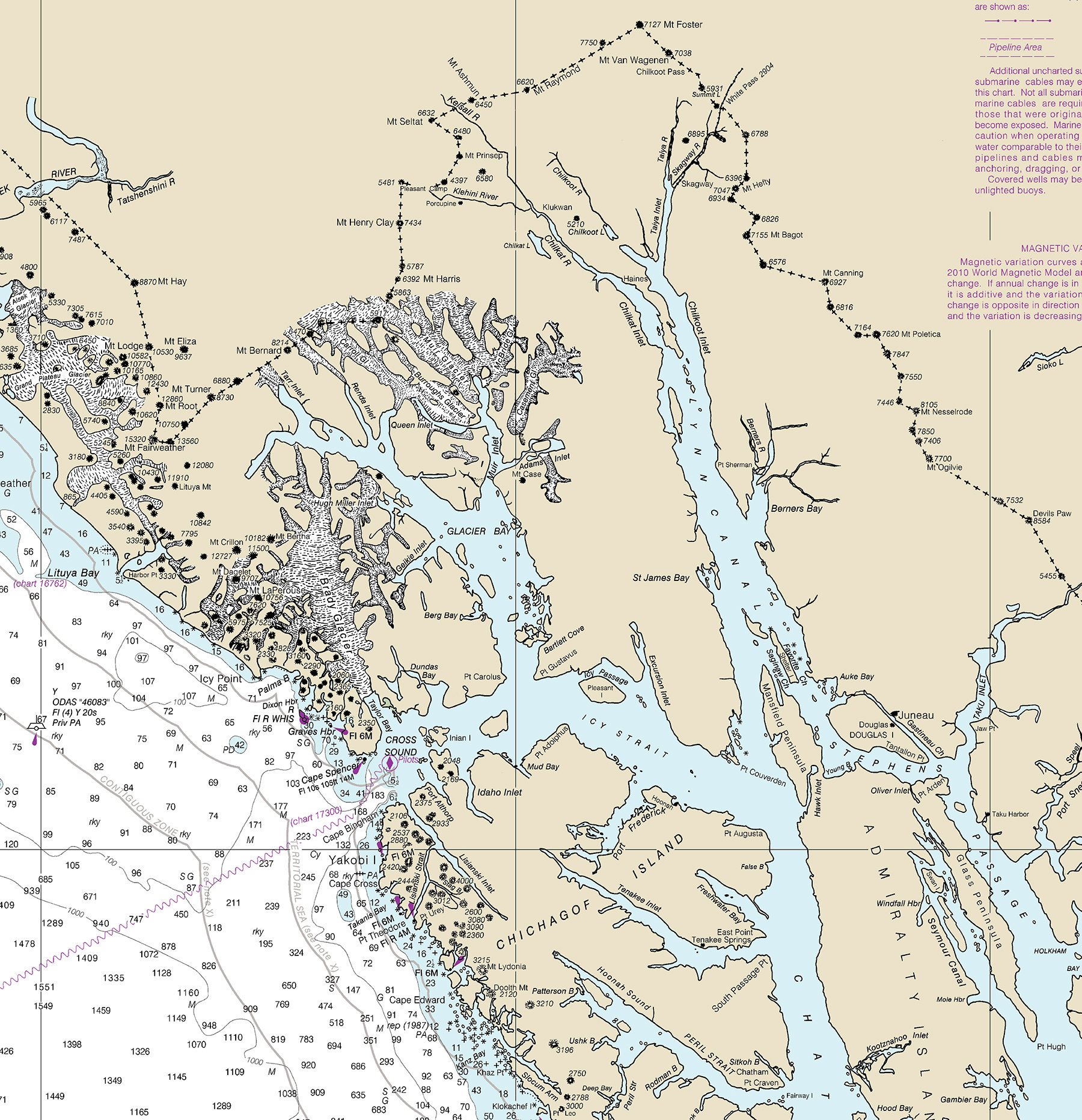 Dixon Entrance to Cape St. Elias Map – Alaska Nautical Chart NOAA 16016 ...