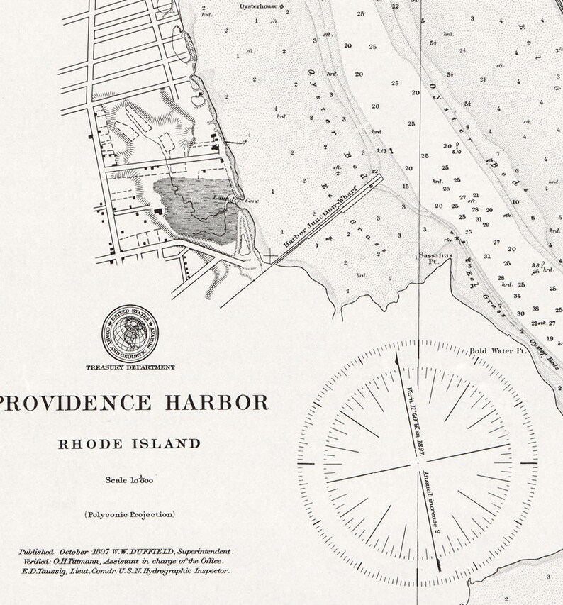 Map of Providence Harbor Nautical Charts Rhode Island RI. - Etsy